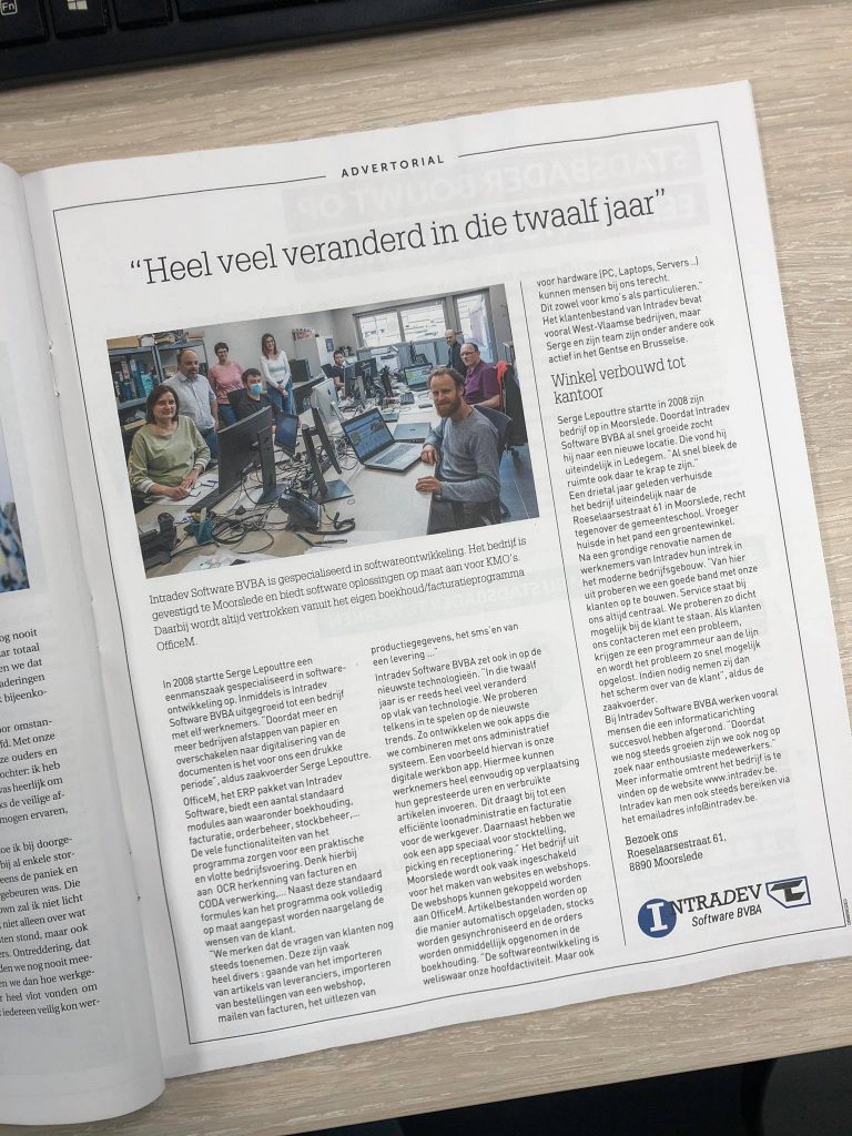 Intradev Software gespot in de krant!
